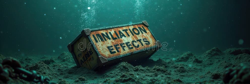 Underwater Crate with Inflation Effects Text in Mysterious Ocean ...