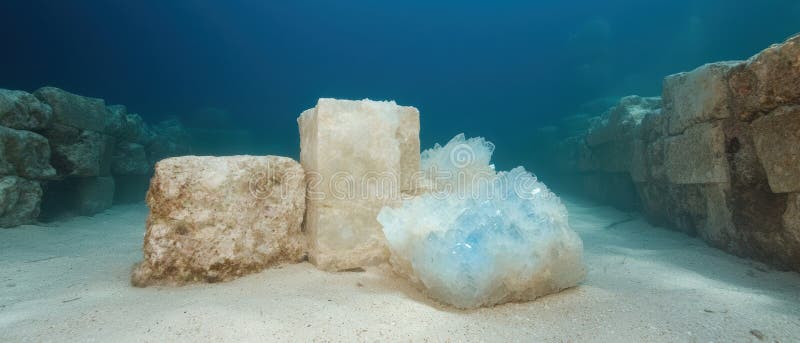 Underwater Crystal Formations in a Tranquil Ocean Environment Stock ...