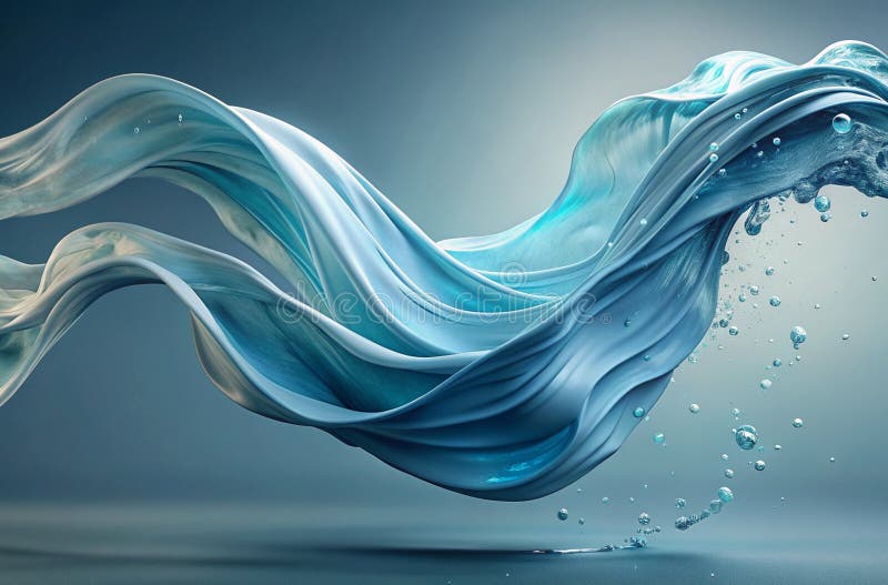 Underwater 3D Rendering of Flowing Glass Cloth Wave, Generative Ai ...