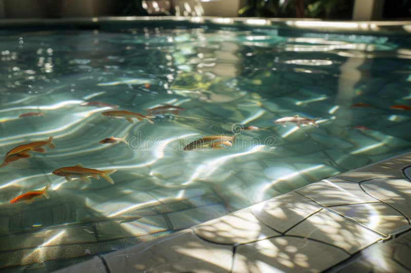 Underwater Dance of Shadows and Fish Stock Illustration - Illustration ...