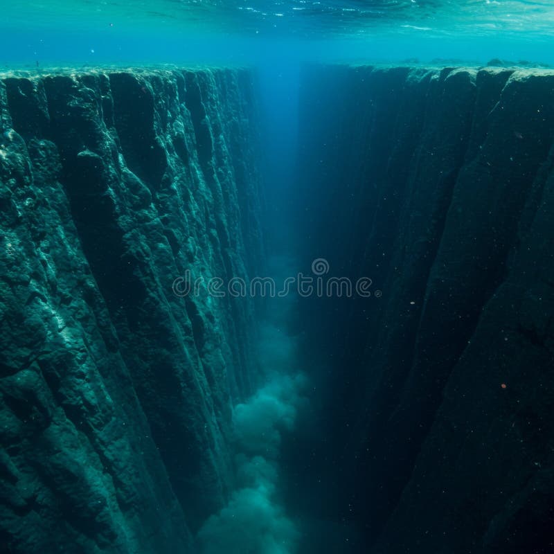 Underwater Dark Blue Ocean Gorge Deep Canyon Stock Illustration ...