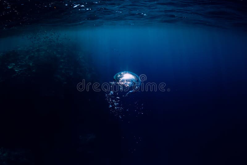 Underwater Dark Texture in Ocean. Bubble in Sea. Stock Image - Image of ...