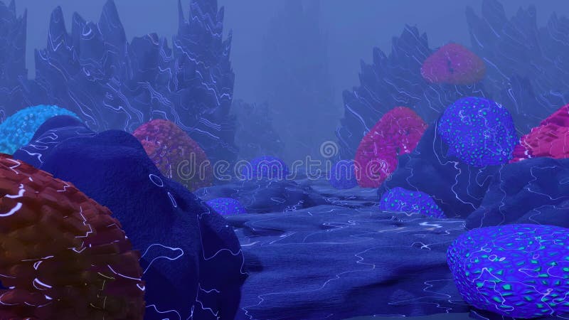 Underwater Deep Sea Background with Coral Reef. 4K Loop Video Animation ...