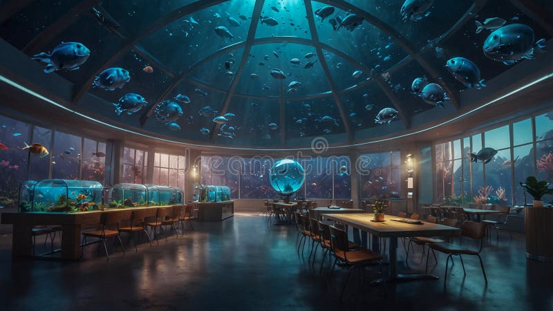 Underwater Dining Experience with Fish Aquarium Ceiling Stock ...