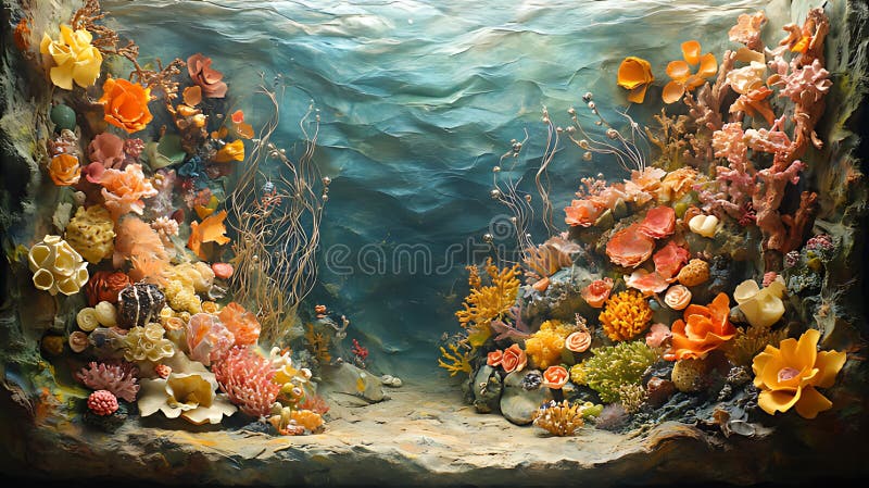 Underwater Diorama Coral Reef Model Exhibit Stock Illustration ...