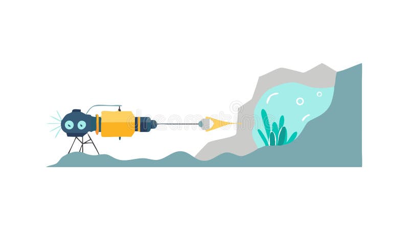 Underwater Drilling Robot. Deep Sea Exploration Tool, Vector Design ...