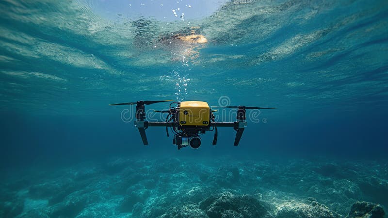 Underwater Drone Filming Ocean Floor. (1 Stock Photo - Image of vehicle ...