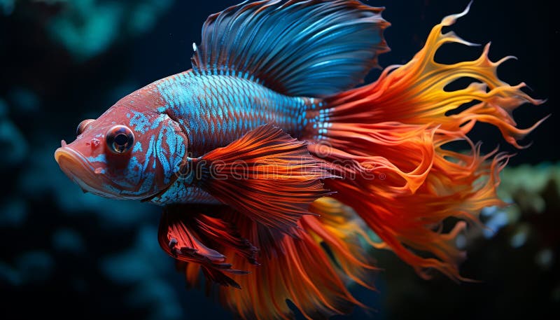 Underwater Elegance Multi Colored Siamese Fighting Fish Swimming in ...