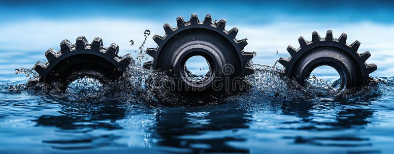 An Underwater Environment is the Backdrop for a Mechanical Gear, with ...