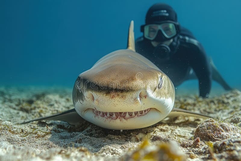 Underwater Exploration Reveals a Friendly Shark Interacting with a ...