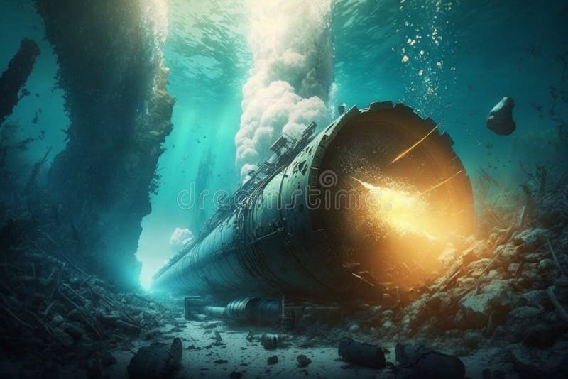 Underwater Explosion Pipeline Sea Ocean Gas Stock Photo - Image of ...