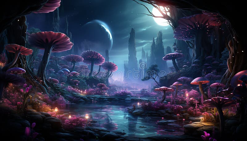 Underwater Alien City. Fantastic Submarine in Sea. Concept Art. AI ...