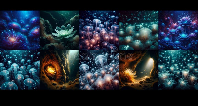 Underwater Fantasy Collage stock image. Image of flower - 377698127