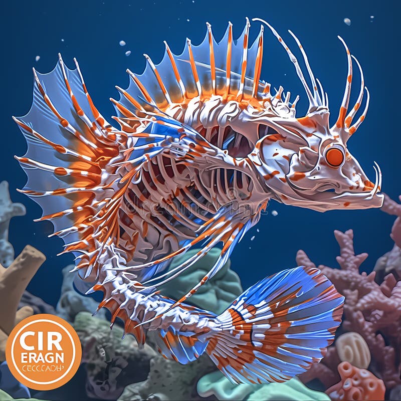 Underwater Fantasy: 3D Rendered Fish Skeleton Stock Illustration - Illustration of rendering ...