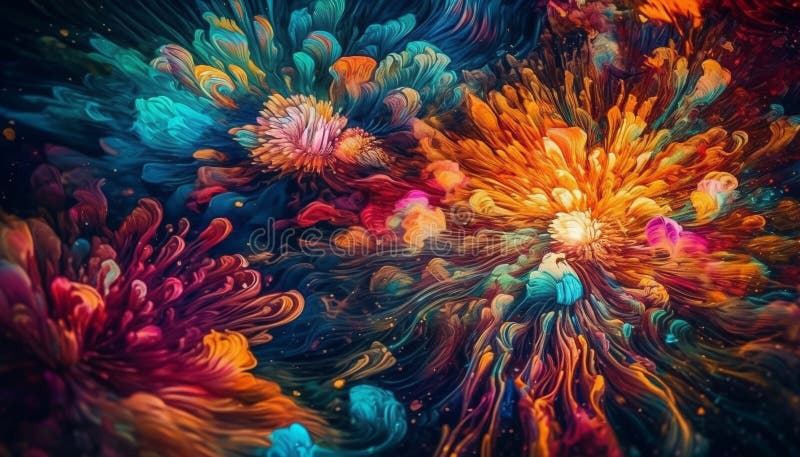Underwater Fantasy Vibrant Fish in Abstract Motion Generative AI Stock ...
