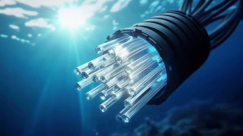 Underwater Fiber Optic Cable with Multiple Strands, Showcasing Advanced ...