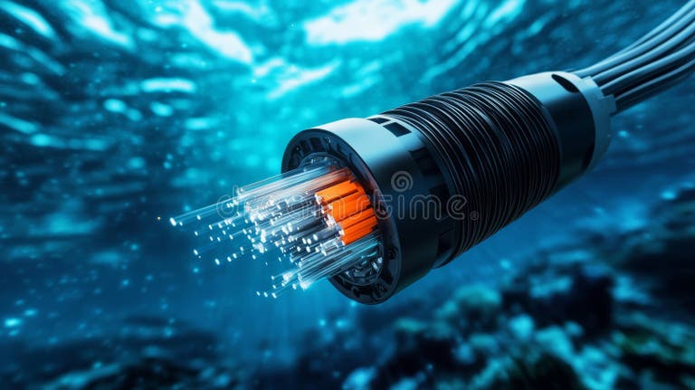 Underwater Fiber Optic Cable Transmitting Data through Ocean ...