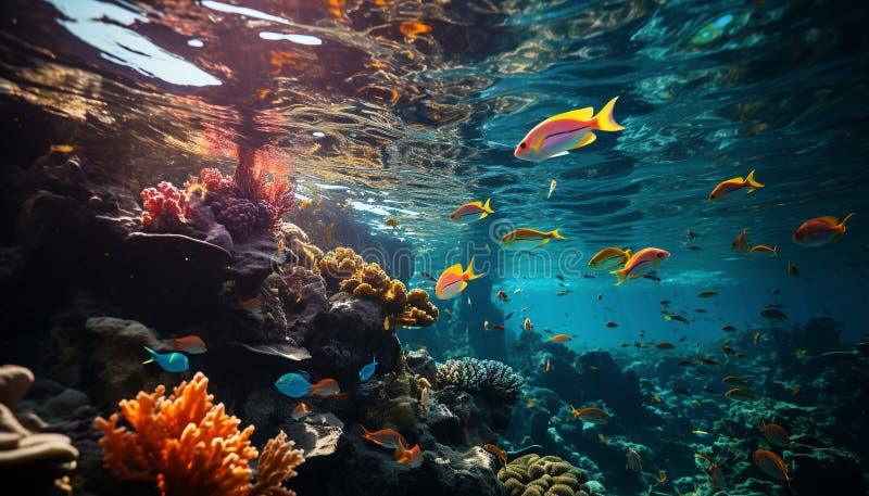 Underwater Fish Reef, Nature Multi Colored Beauty in Tropical Climate ...