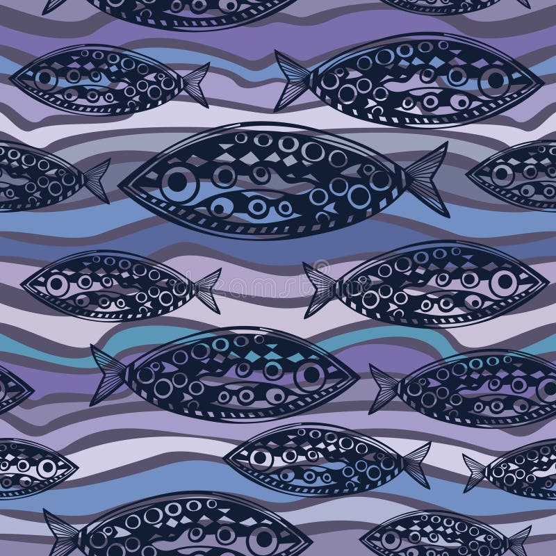 Underwater, Fish Seamless Texture Stock Vector - Illustration of brown ...