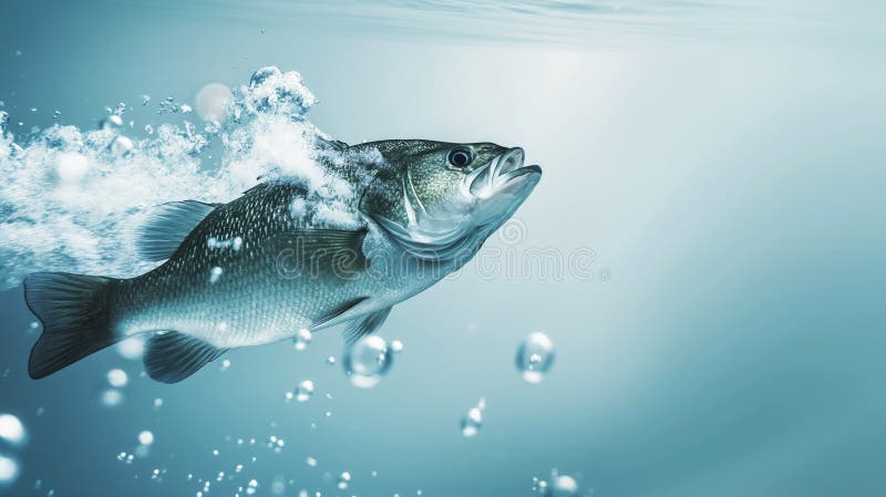 Underwater Fish Swimming Fast, Dynamic Movement, Splashing Bubbles ...