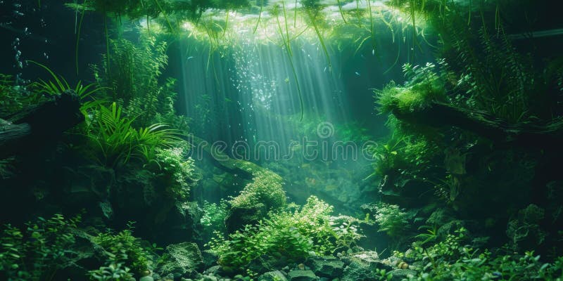 Underwater Forest Landscape Stock Photo - Image of generated ...