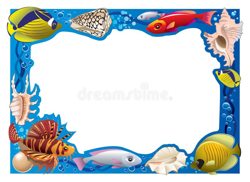 Frame with Underwater Animals 1 Stock Vector - Illustration of depth ...