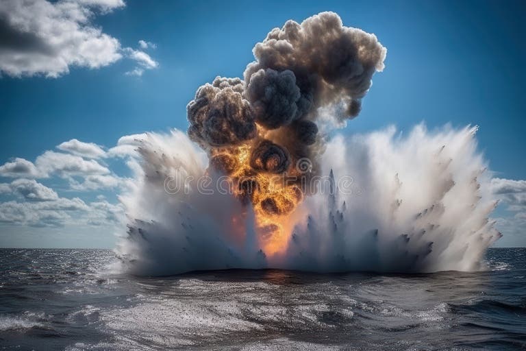 Underwater Gas Explosion. Disaster in Gas Pipeline. Generative AI ...