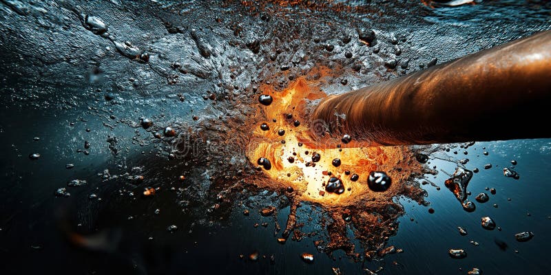 Underwater Gas Pipe Explosion Causing Pollution and Environmental ...