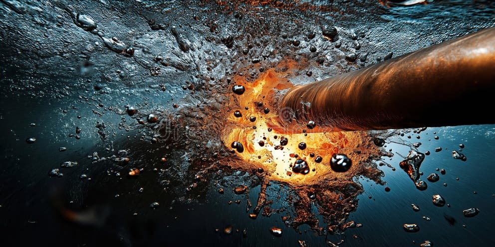 Underwater Gas Pipe Explosion Causing Pollution and Environmental ...