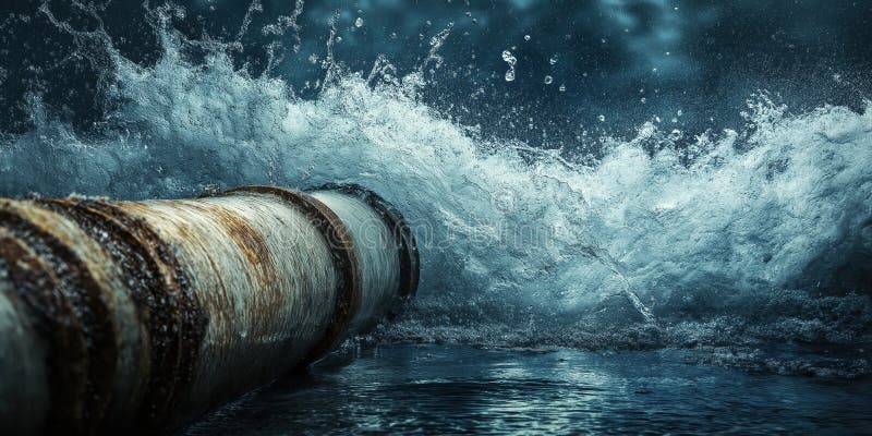 Underwater Gas Pipe Explosion Causing Water Splashes Stock Illustration ...