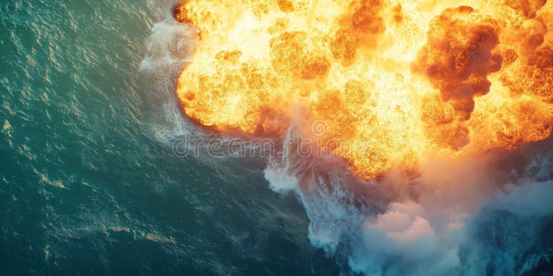 Underwater Gas Pipeline Exploding, Causing Fire and Smoke Stock ...