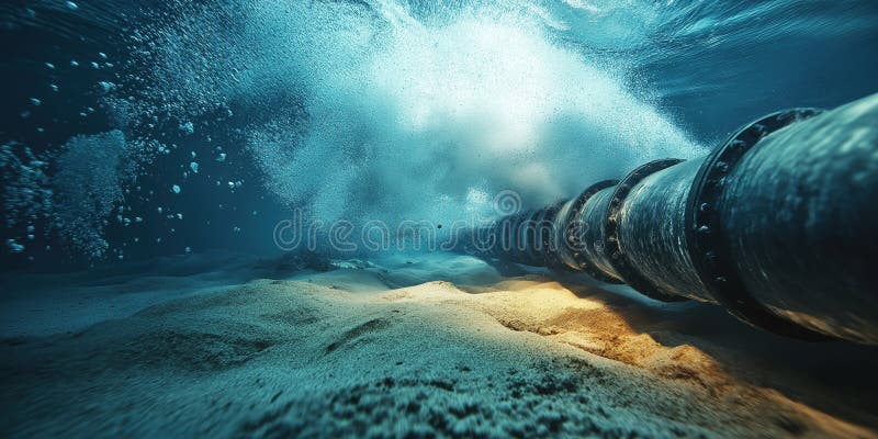 Underwater Gas Pipeline Exploding on Ocean Floor Stock Illustration ...