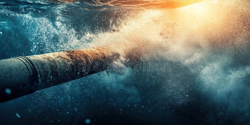 Underwater Gas Pipeline Explosion Causing Environmental Damage Stock ...