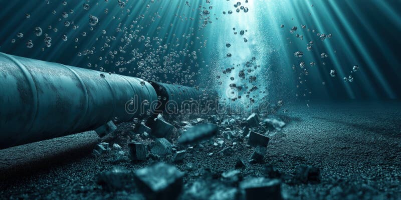 Underwater Gas Pipeline Explosion Causing Environmental Damage Stock ...