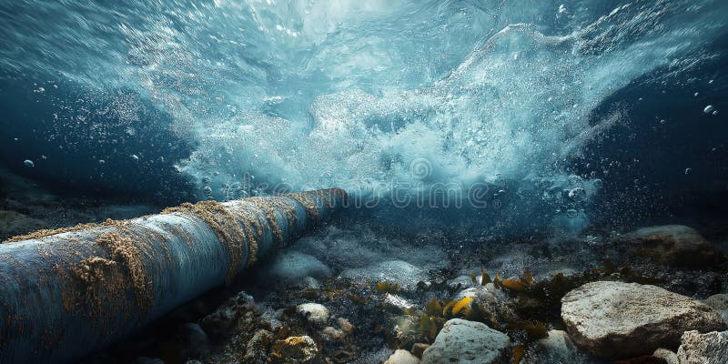 Underwater Gas Pipeline Explosion Causing Environmental Damage Stock ...