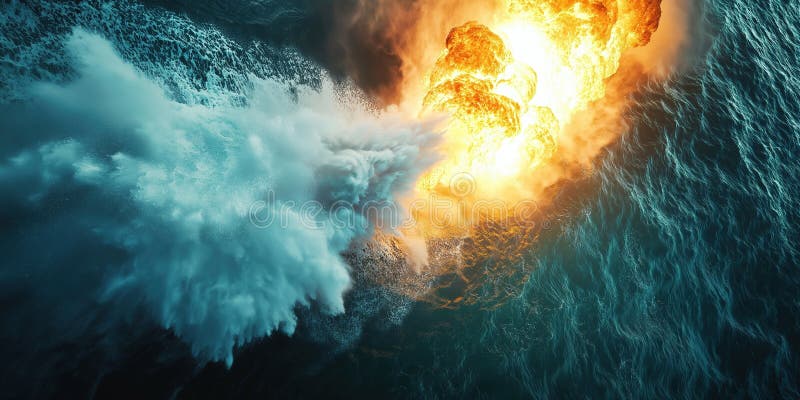 Underwater Gas Pipeline Explosion Creating Huge Fireball and Turbulent ...