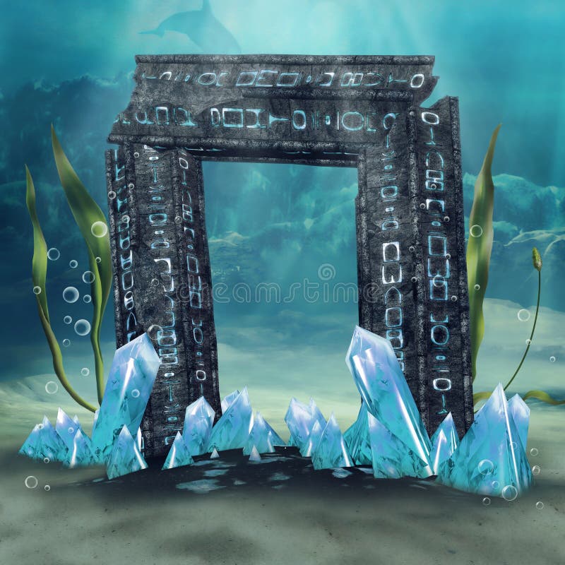 Underwater Gate with Crystals Stock Illustration - Illustration of ...