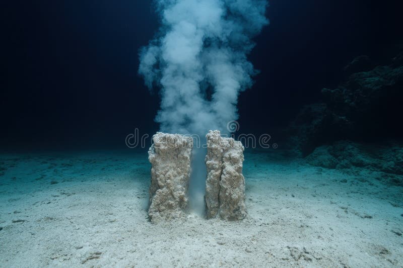 Underwater Geothermal Vent Spewing Smoke. Stock Illustration ...