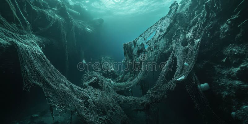 Underwater Ghost Nets Creating Haunting Seascape of Marine Debris and ...
