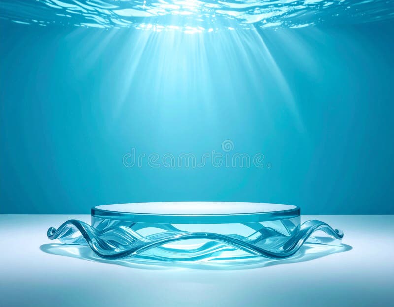 Underwater Glass Platform with Blue Light Rays Stock Illustration ...