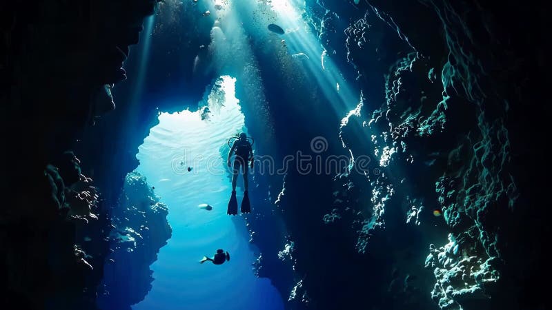 Underwater Glimpse into the Abyss of the Great Blue Hole, Belize ...