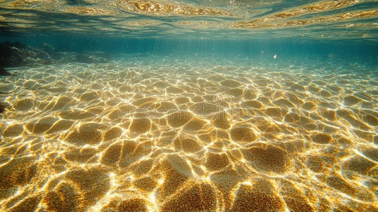 Underwater Golden Sand Texture with Sunlight Rays Stock Image - Image ...