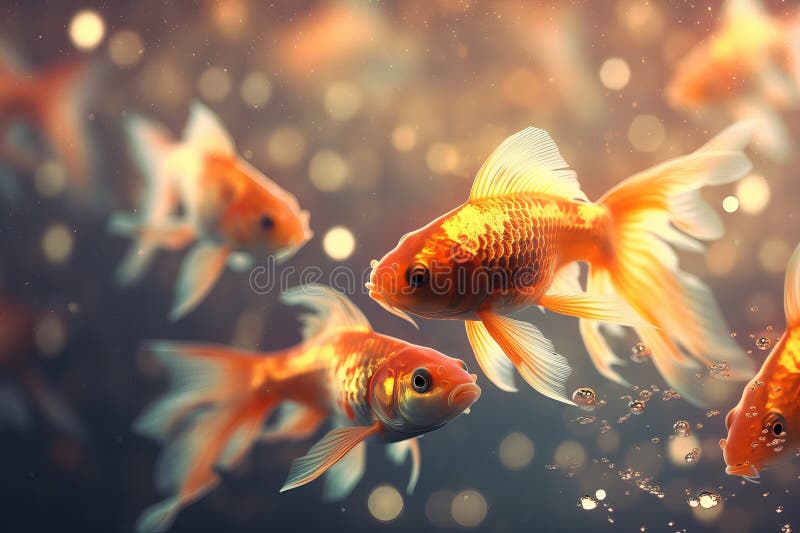 Underwater Goldfish in the Pool Stock Illustration - Illustration of ...