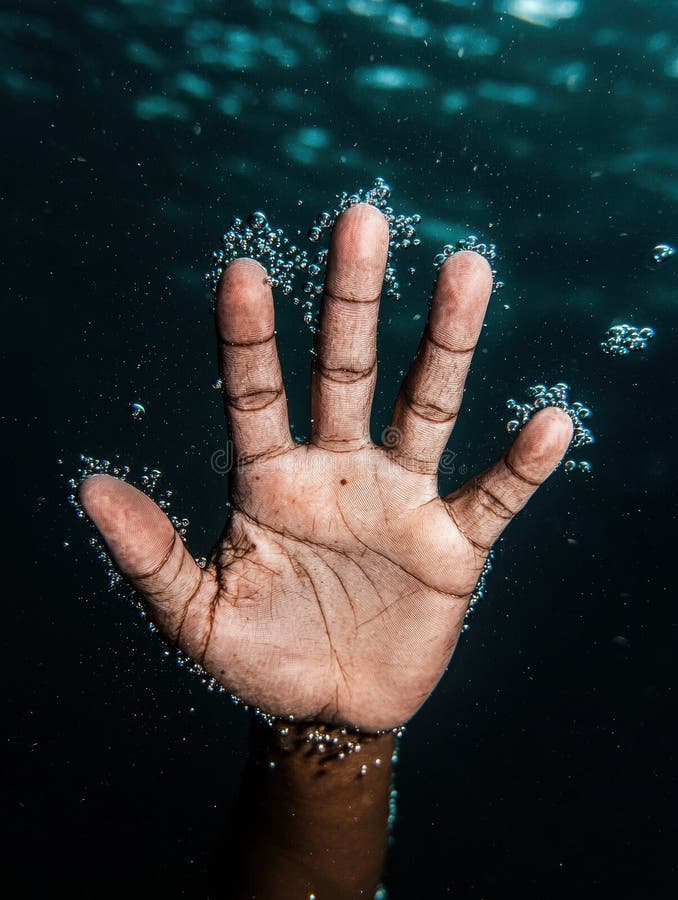 Underwater Hand with Bubbles Stock Illustration - Illustration of ...