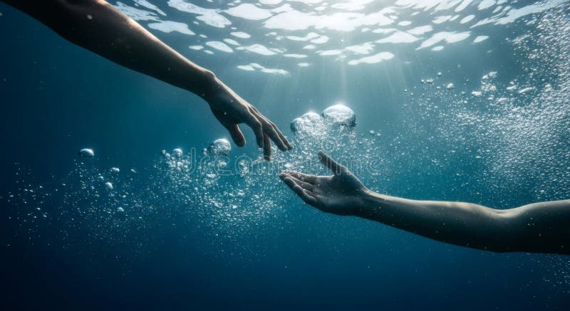Underwater Hands Reaching for Help Stock Illustration - Illustration of ...