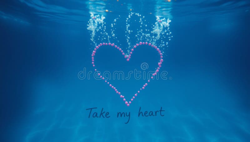 Pink Bubbles Forming Heart Shape Underwater, Generative Ai Stock ...
