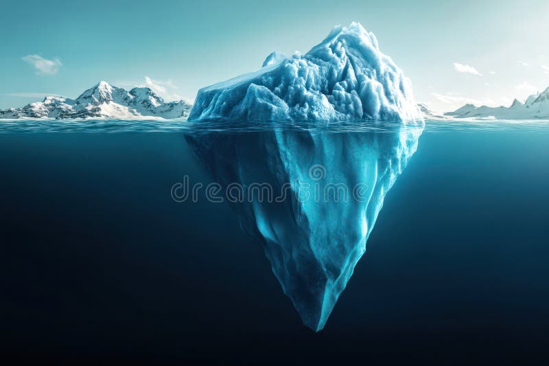 Underwater Iceberg Risk and Hidden Threat Stock Image - Image of ...