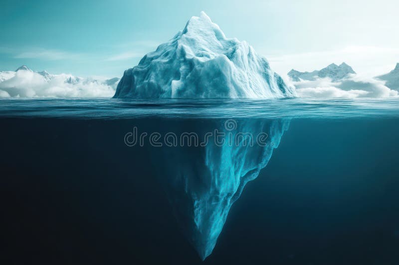 Underwater Iceberg Risk and Hidden Threat Stock Image - Image of ...