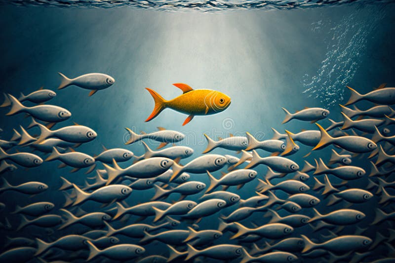 Underwater Illustration of a Group of Fish Swimming in the Same ...