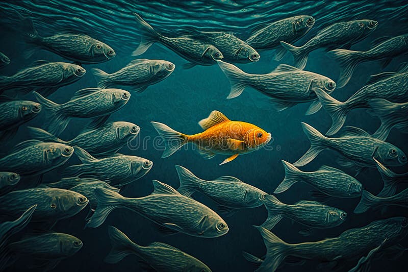 Underwater Illustration of a Group of Fish Swimming in the Same ...